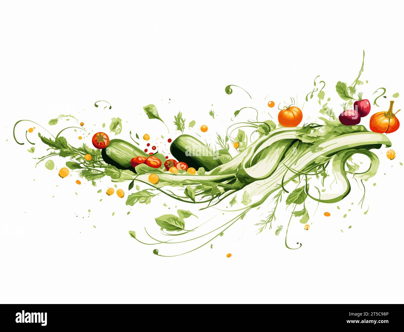 Drawing of Falling vegetables illustration separated, sweeping ...