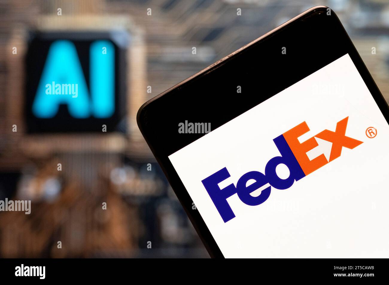 In this photo illustration, the American logistic and delivery company ...