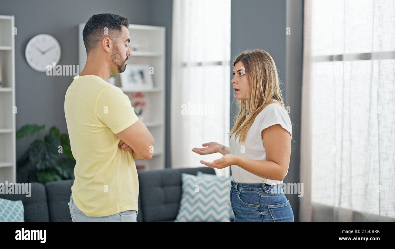 Caucasian family speaking arguing home hi-res stock photography and ...