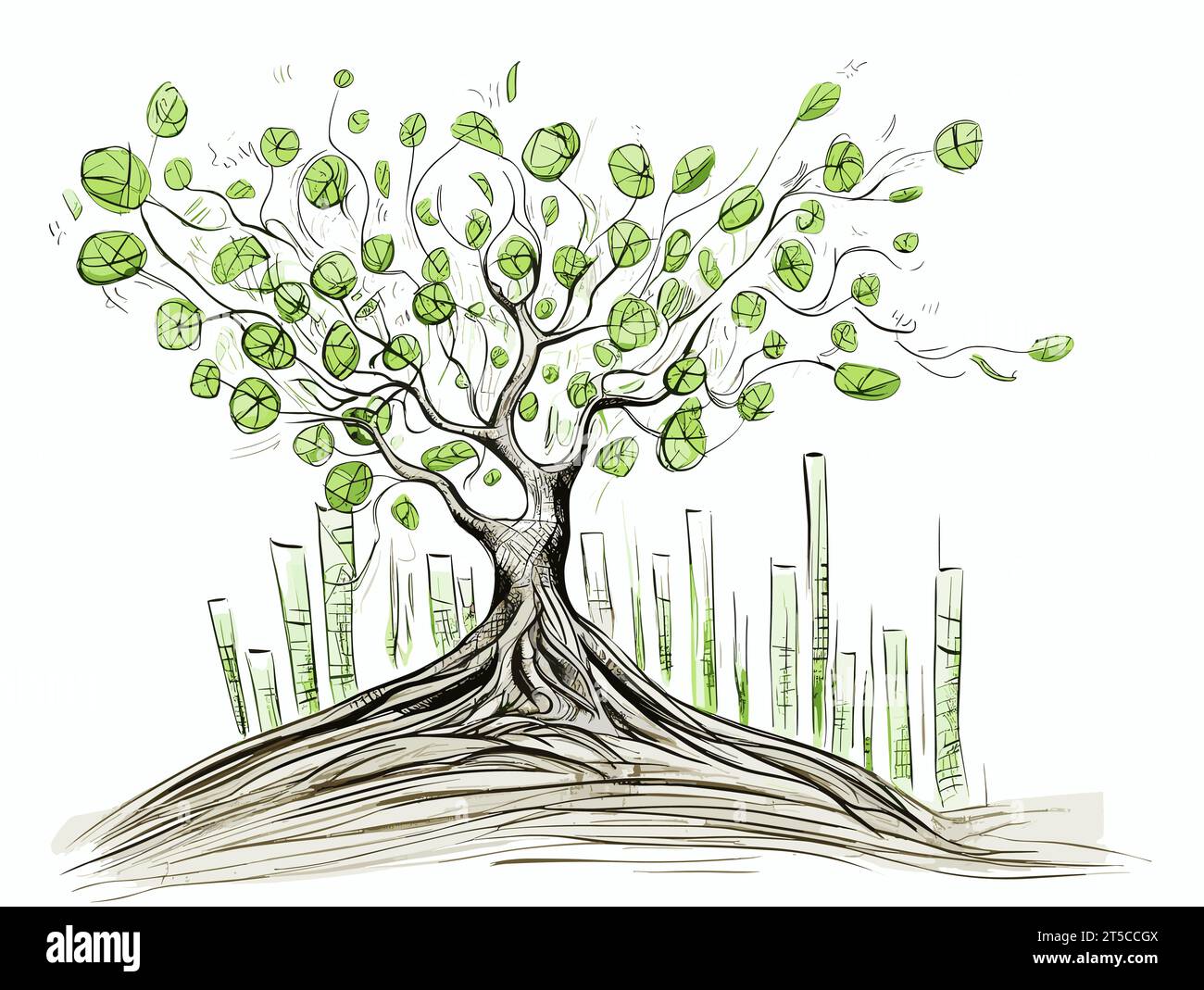 Drawing of Growing investment concept illustration separated, sweeping ...