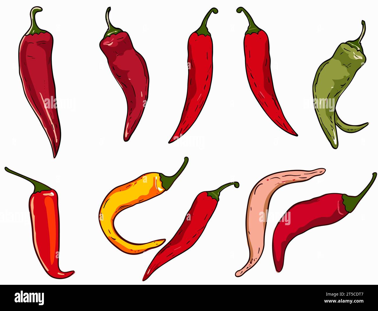 Drawing of Hot chilli peppers with one standing out as different ...