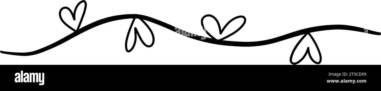 Hand drawn heart symbol divider border frame icon for love, romantic ...