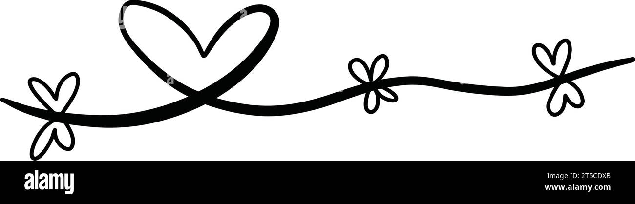 Hand drawn heart symbol divider border frame icon for love, romantic ...