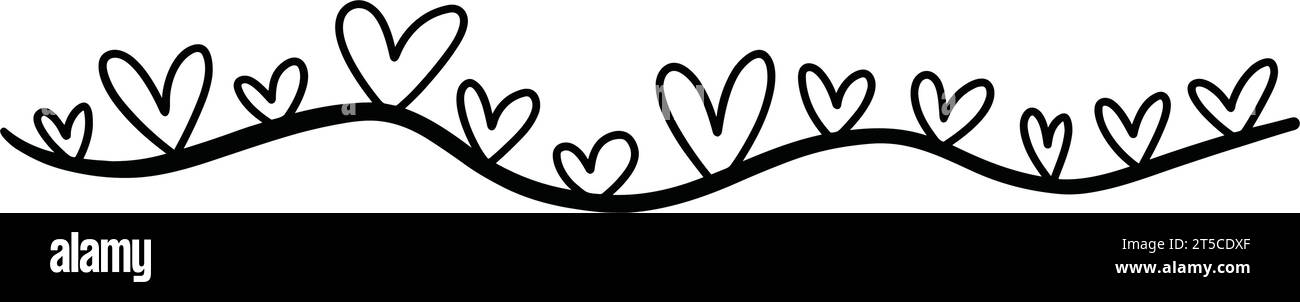 Hand drawn heart symbol divider border frame icon for love, romantic ...