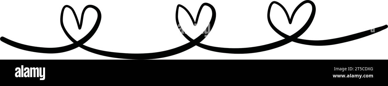 Hand drawn heart symbol divider border frame icon for love, romantic ...