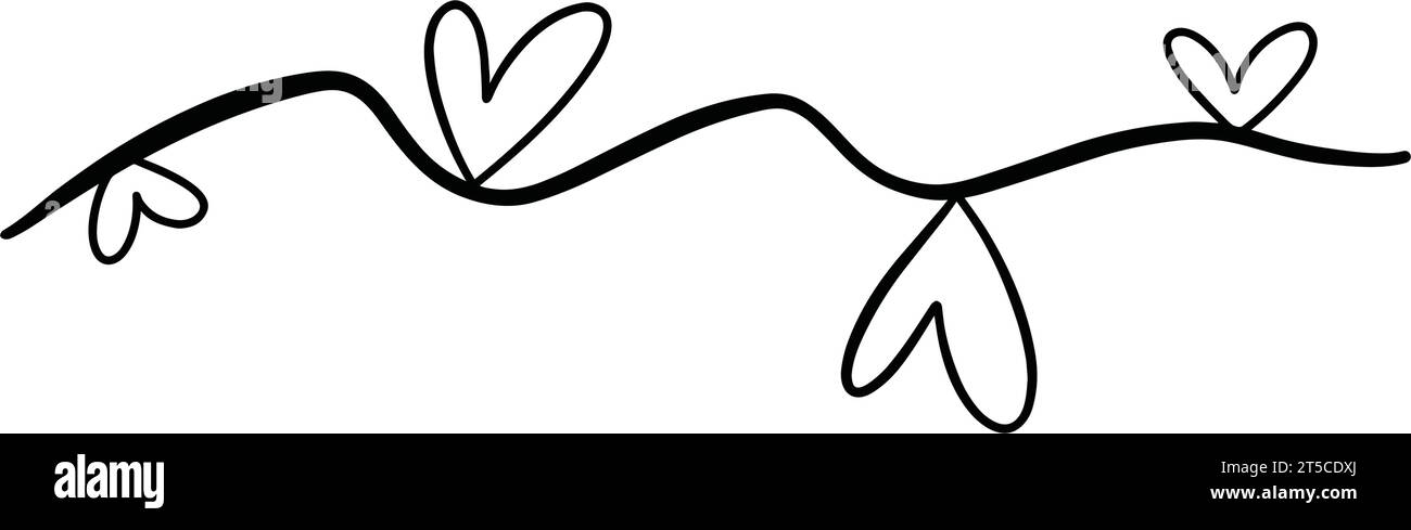 Hand drawn heart symbol divider border frame icon for love, romantic ...