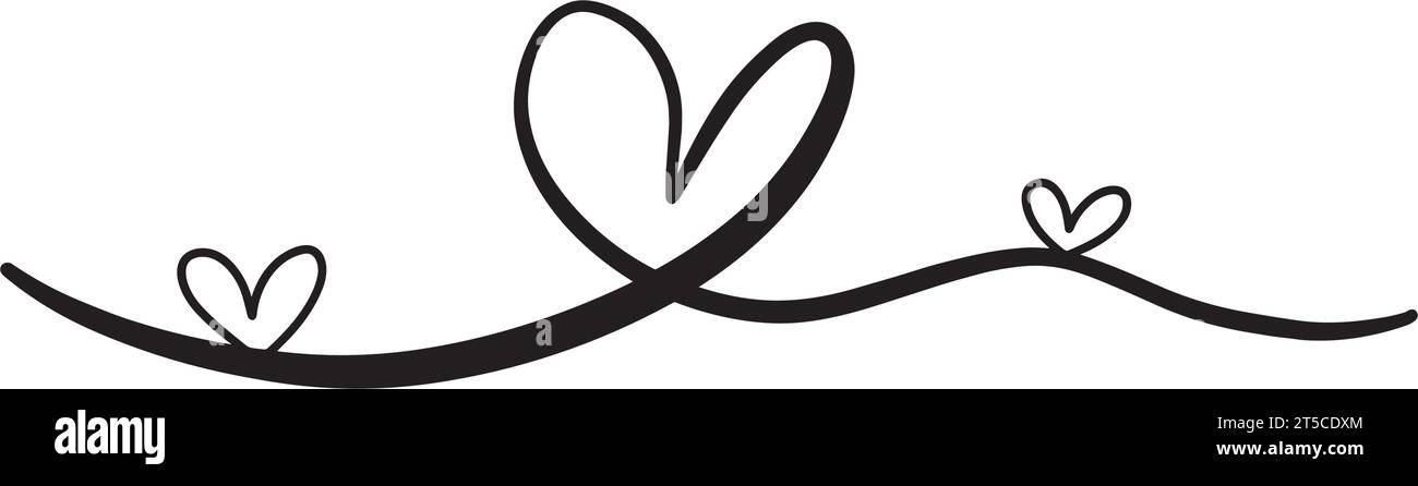 Hand drawn heart symbol divider border frame icon for love, romantic ...