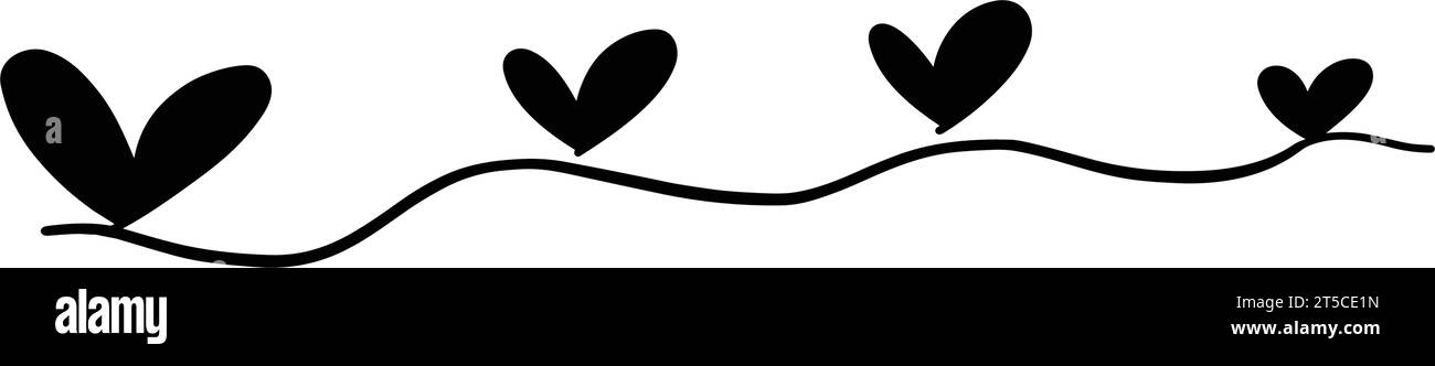 Hand drawn heart symbol divider border frame icon for love, romantic ...