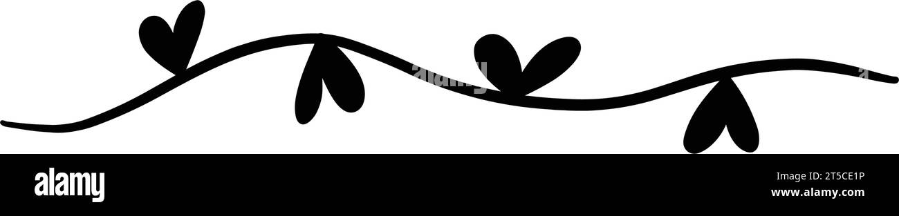 Hand drawn heart symbol divider border frame icon for love, romantic ...