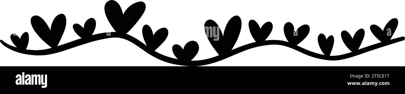 Hand drawn heart symbol divider border frame icon for love, romantic ...