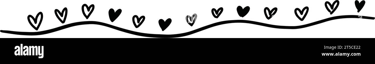 Hand drawn heart symbol divider border frame icon for love, romantic ...