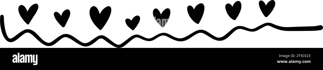 Hand drawn heart symbol divider border frame icon for love, romantic ...