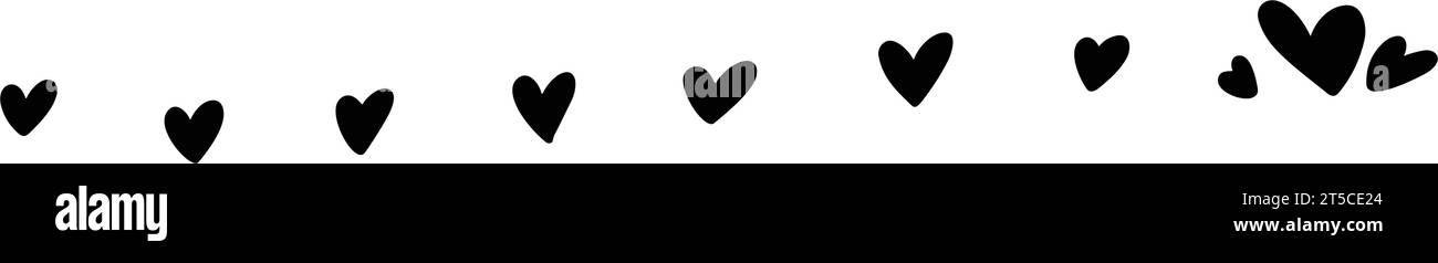 Hand drawn heart symbol divider border frame icon for love, romantic ...