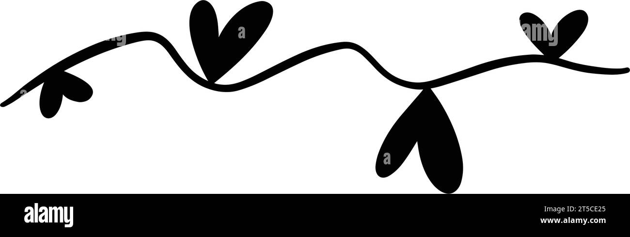 Hand drawn heart symbol divider border frame icon for love, romantic ...