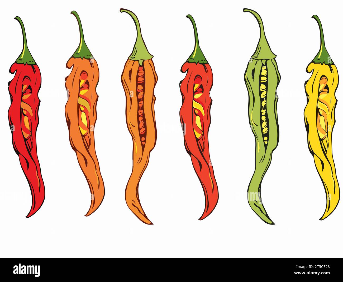 Drawing of Hot chilli peppers with one standing out as different ...