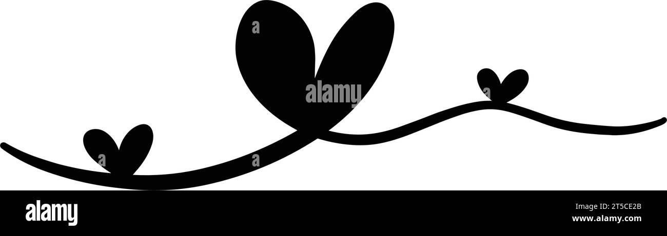 Hand drawn heart symbol divider border frame icon for love, romantic ...