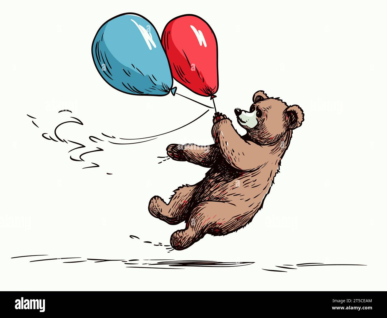 Drawing of Illustration of isolated teddy bear flies with balloon ...