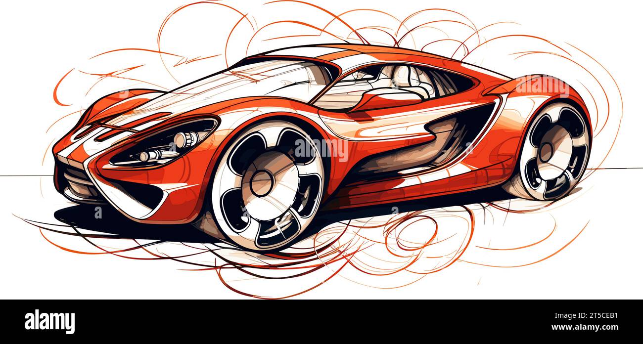 Drawing of Industrial designer car design illustration separated ...