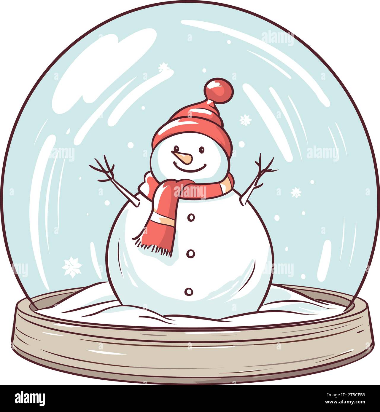 Drawing of Illustration of isolated snowman in snow globe on white ...