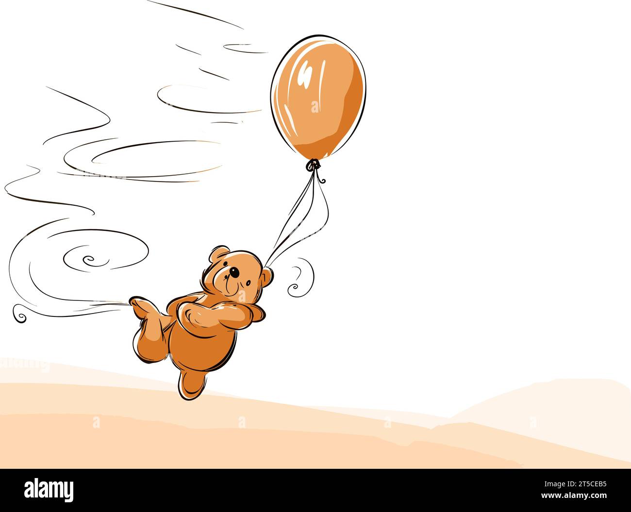 Drawing of Illustration of isolated teddy bear flies with balloon ...