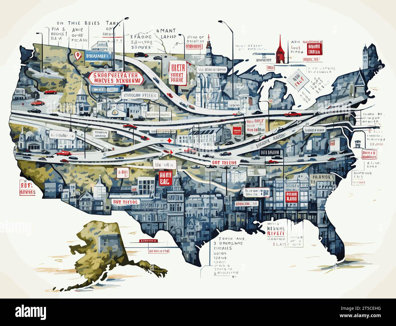 Drawing of Interstate and US Route signs illustration separated ...