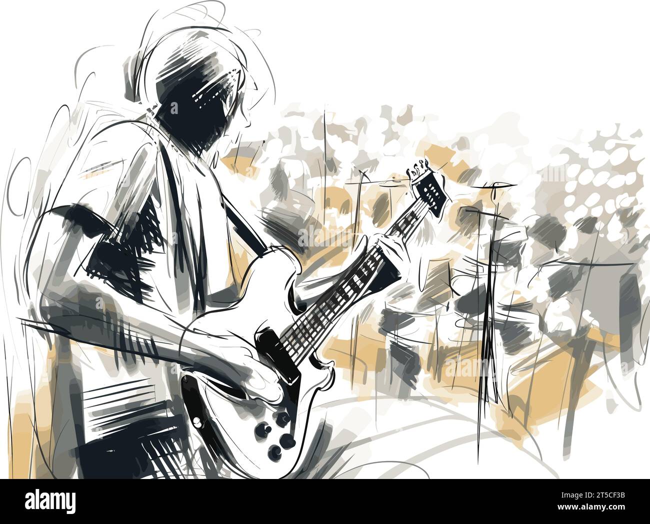 Drawing of Live music background. Show and public illustration ...
