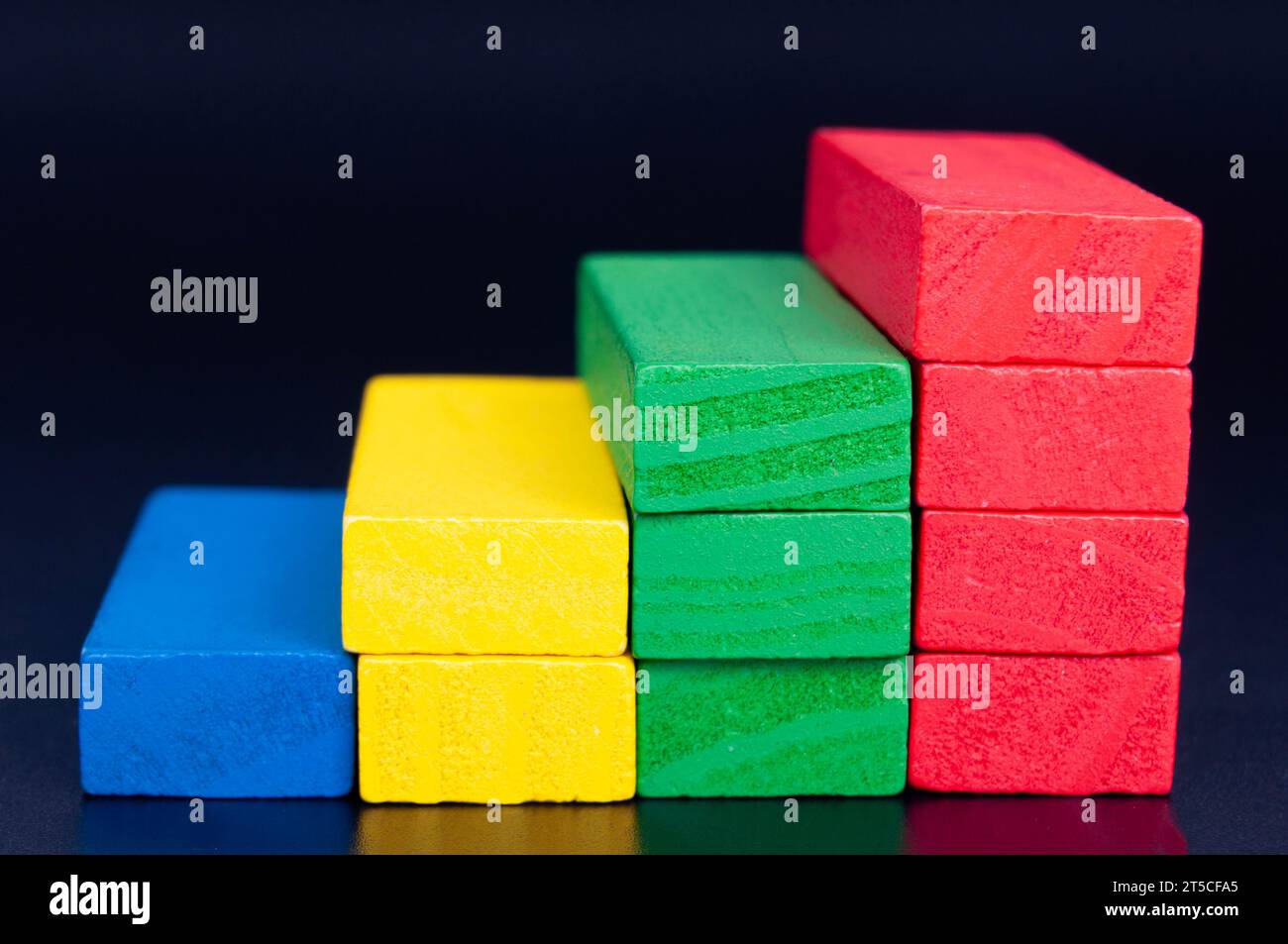 Front view of stacking colorful wooden blocks with customizable space ...