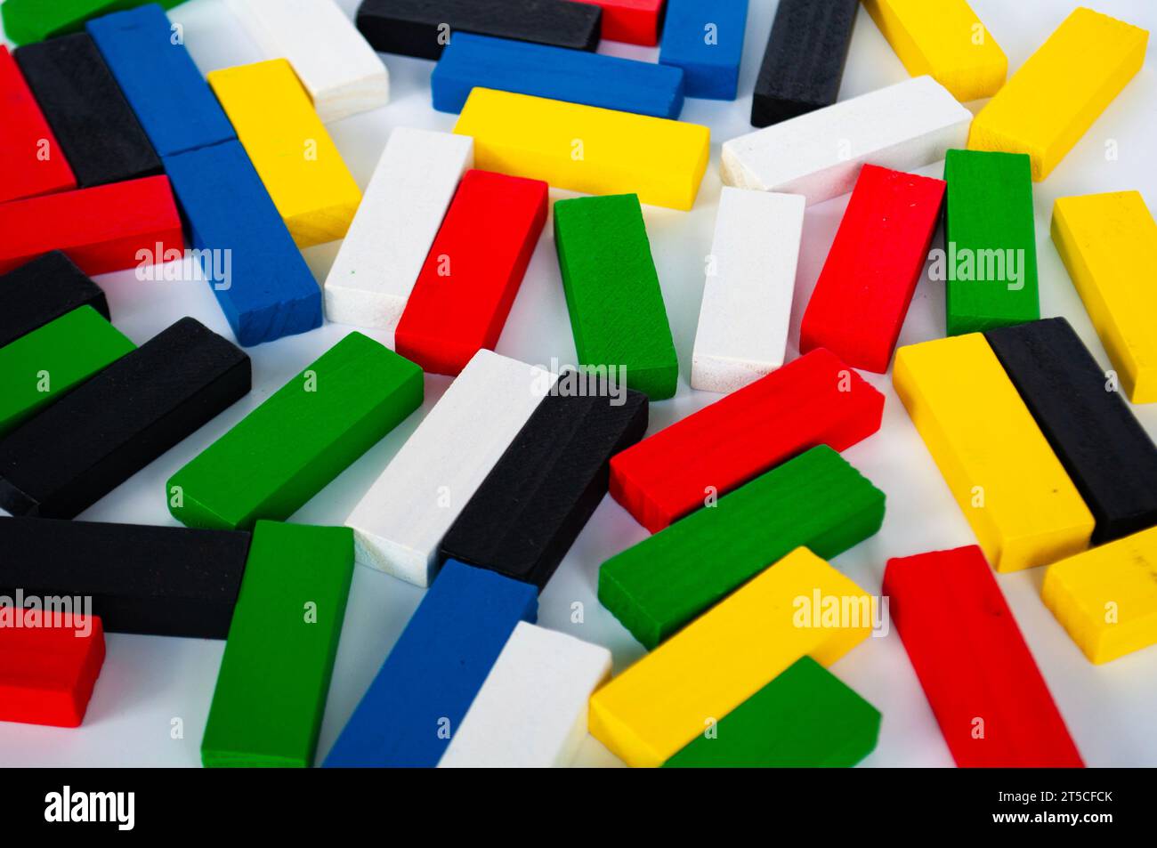 Top view of colorful wooden blocks on white background Stock Photo - Alamy