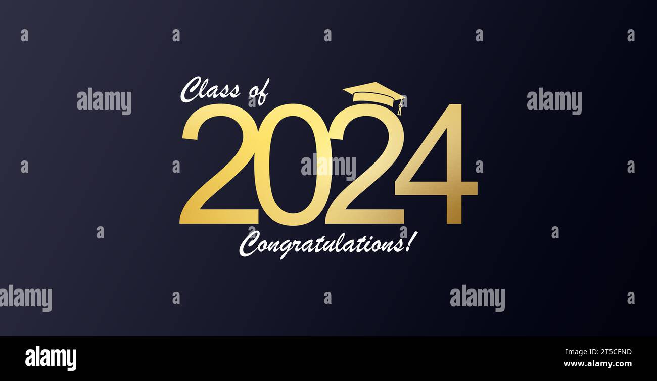 Futuristic graduation class of 2024 banner concept with glowing low ...