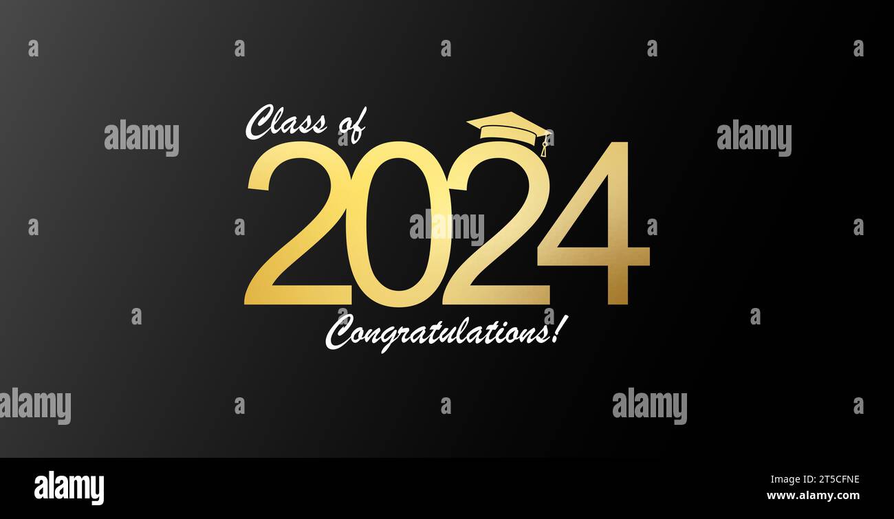 Futuristic graduation class of 2024 banner concept with glowing low ...