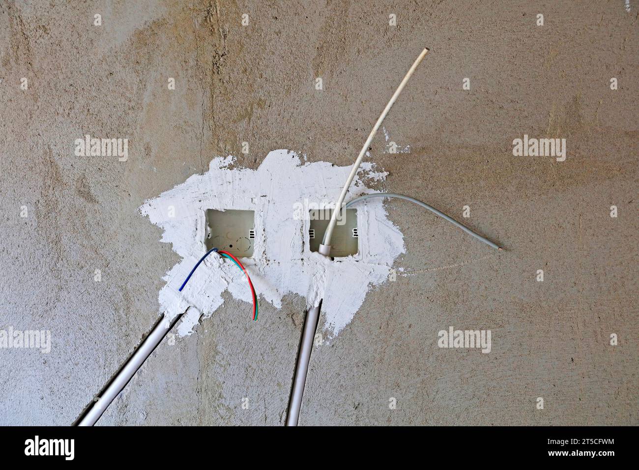 wall electric wire construction site Stock Photo - Alamy