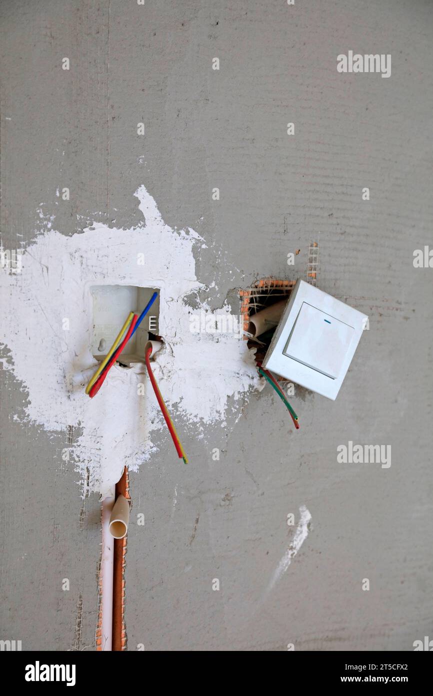 wall electric wire construction site Stock Photo - Alamy
