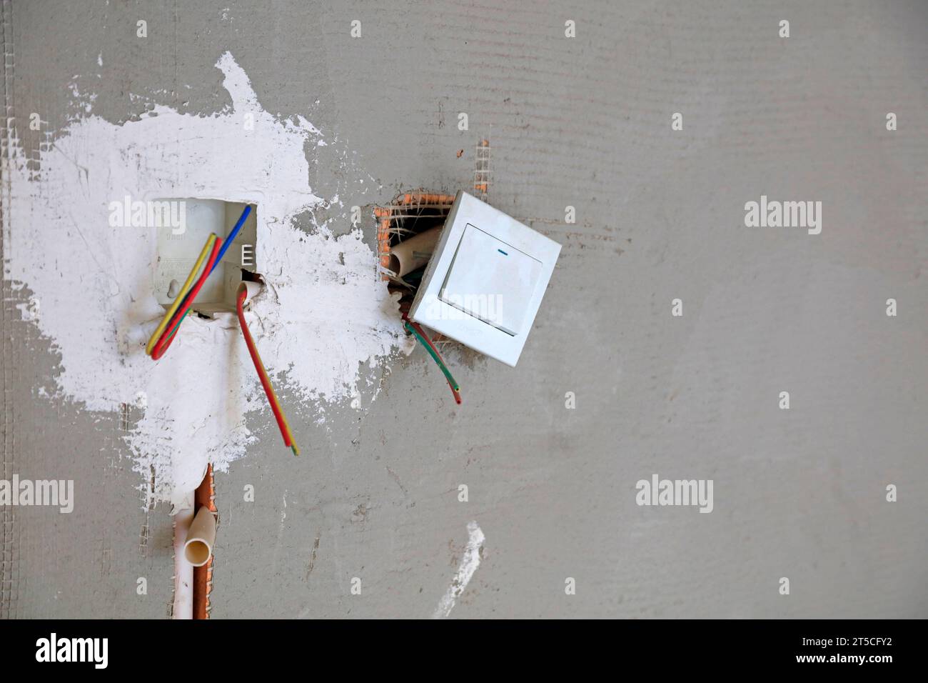 wall electric wire construction site Stock Photo - Alamy
