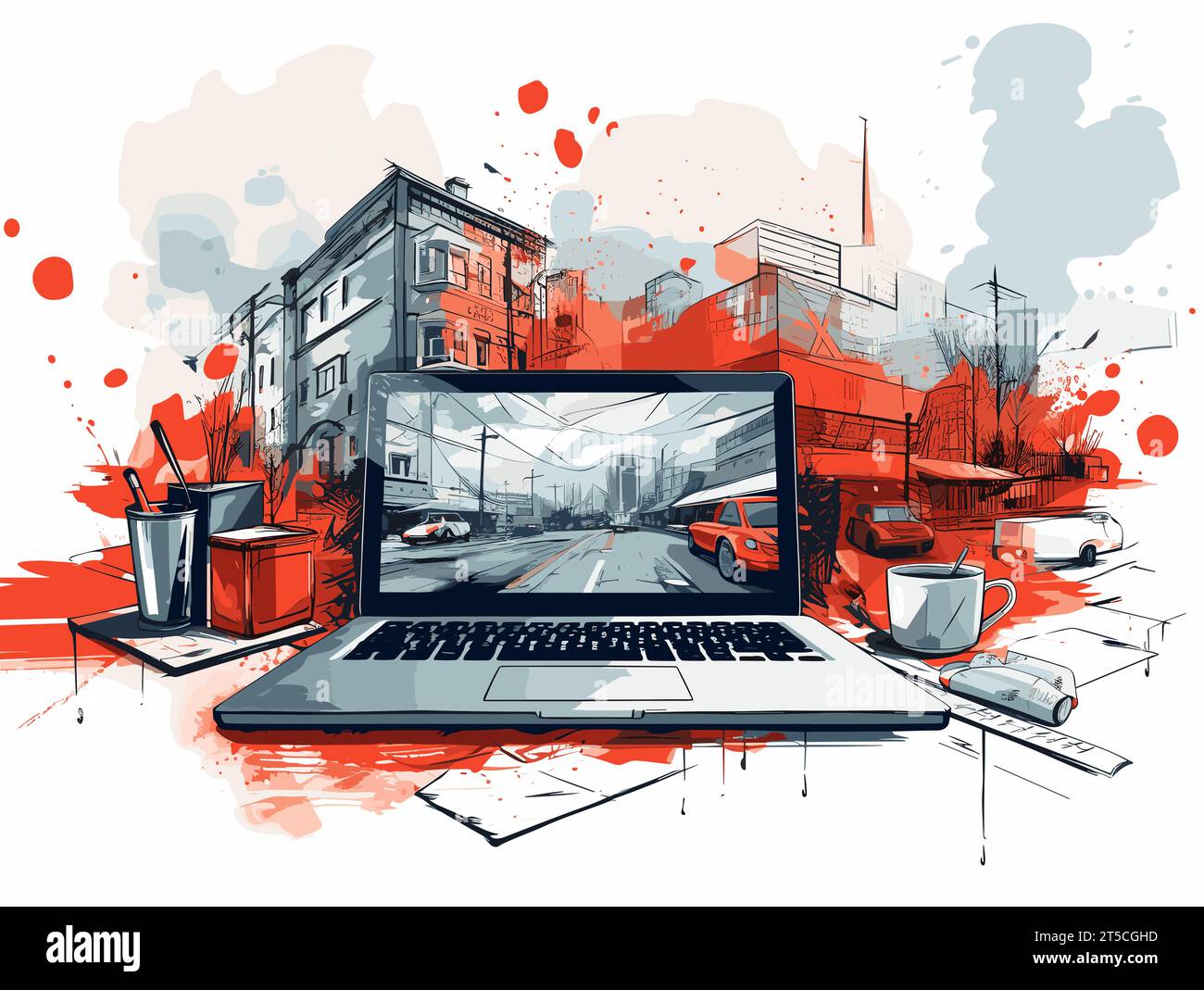 Drawing of Pay traffic ticket online with bank transaction illustration ...