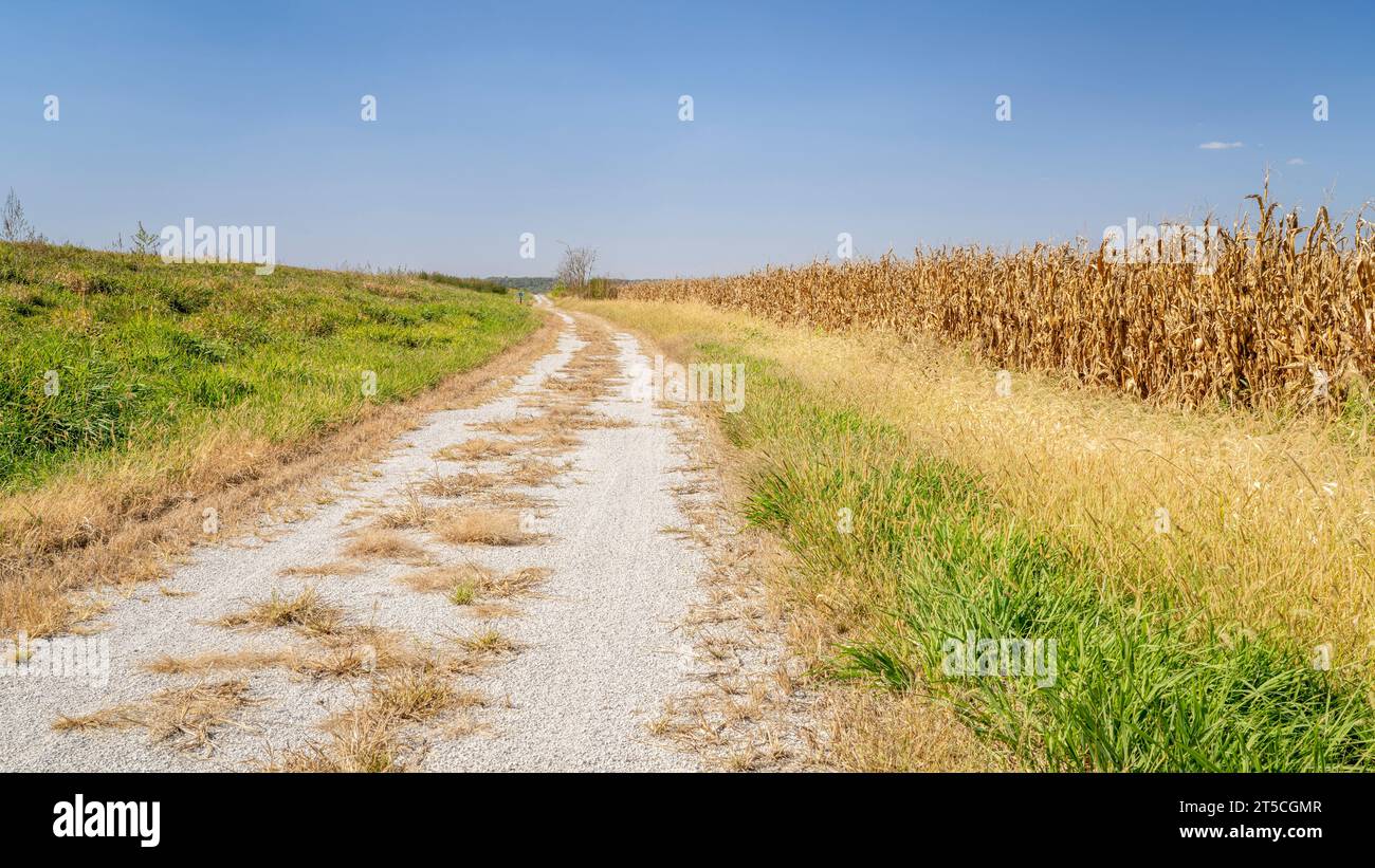 gravel road across Nebraska farmland - Steamboat Trace, bike trail converted from old railroad ...