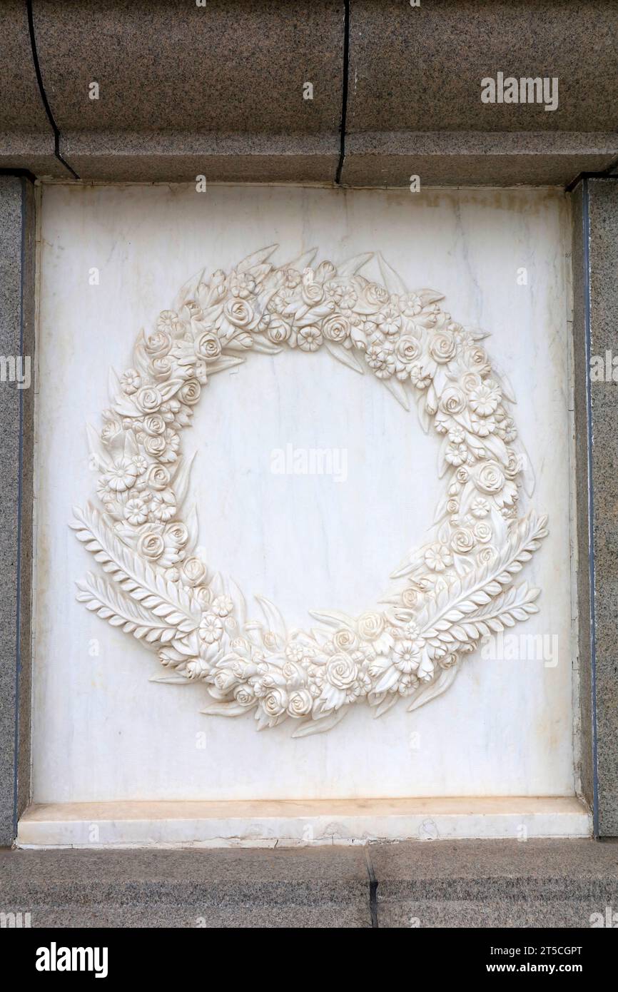monument base relief wreath Stock Photo - Alamy