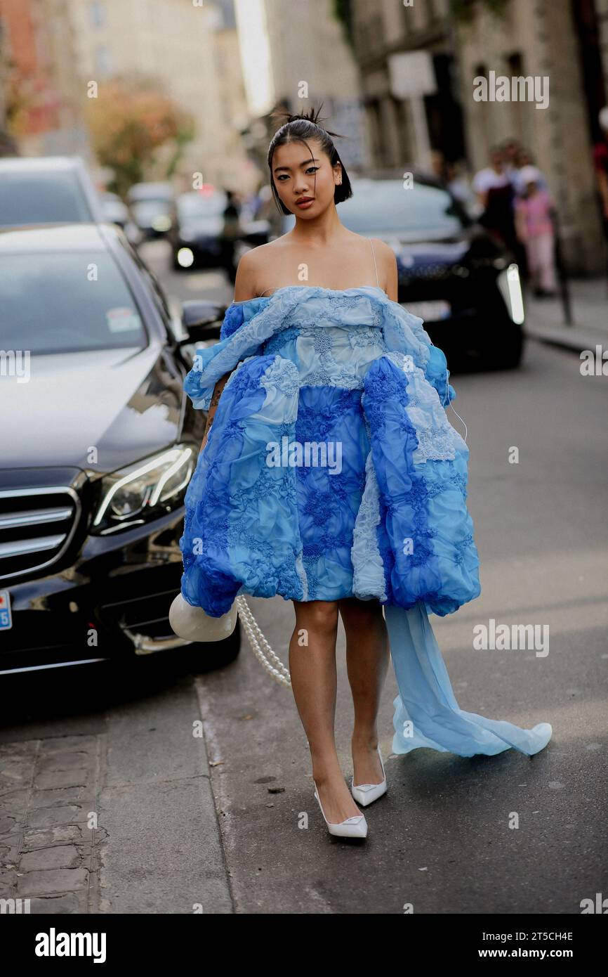 Street style, Steph Hui arriving at Cecilie Bahnsen Spring Summer 2024 ...
