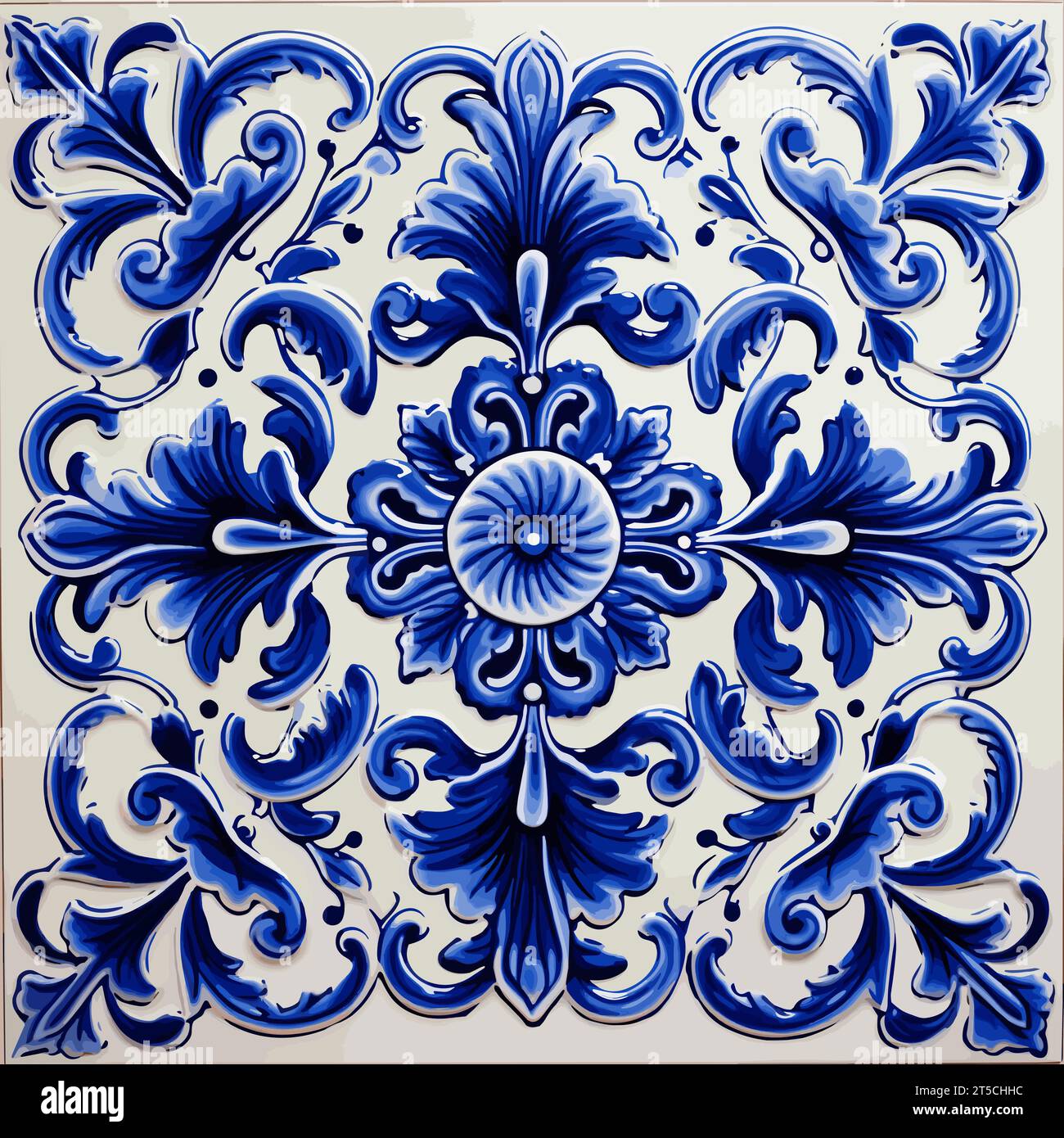 Drawing of Portuguese azulejo ceramic tile illustration separated ...