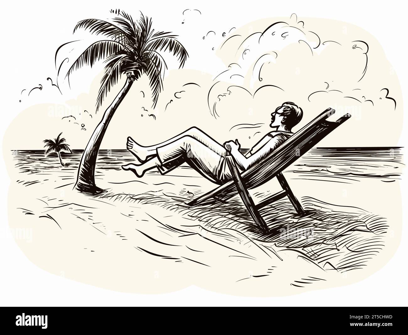 Drawing of Relax on beach illustration separated, sweeping overdrawn ...