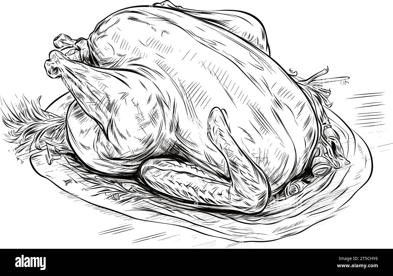 Roast Chicken Line Drawing at Hudson Slattery blog