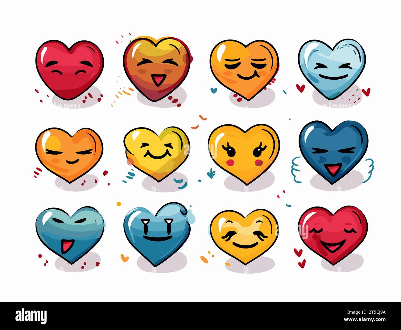 Drawing of set of icons emotion mood happy sad smile face illustration ...