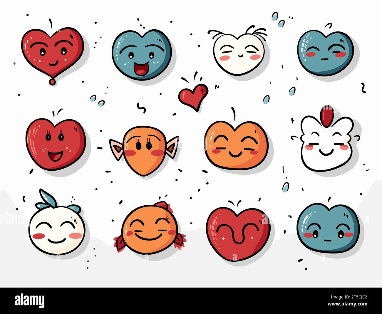 Drawing of set of icons emotion mood happy sad smile face illustration ...