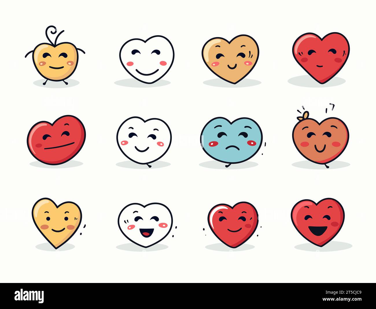 Drawing of set of icons emotion mood happy sad smile face illustration ...