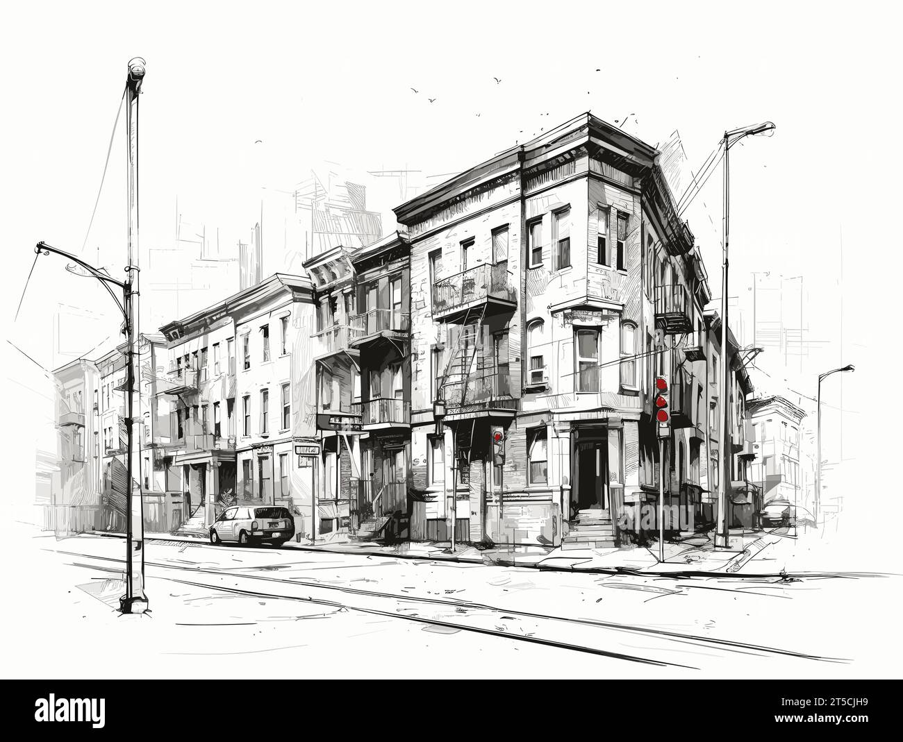 Drawing of Sketch design of urban buildings illustration separated ...