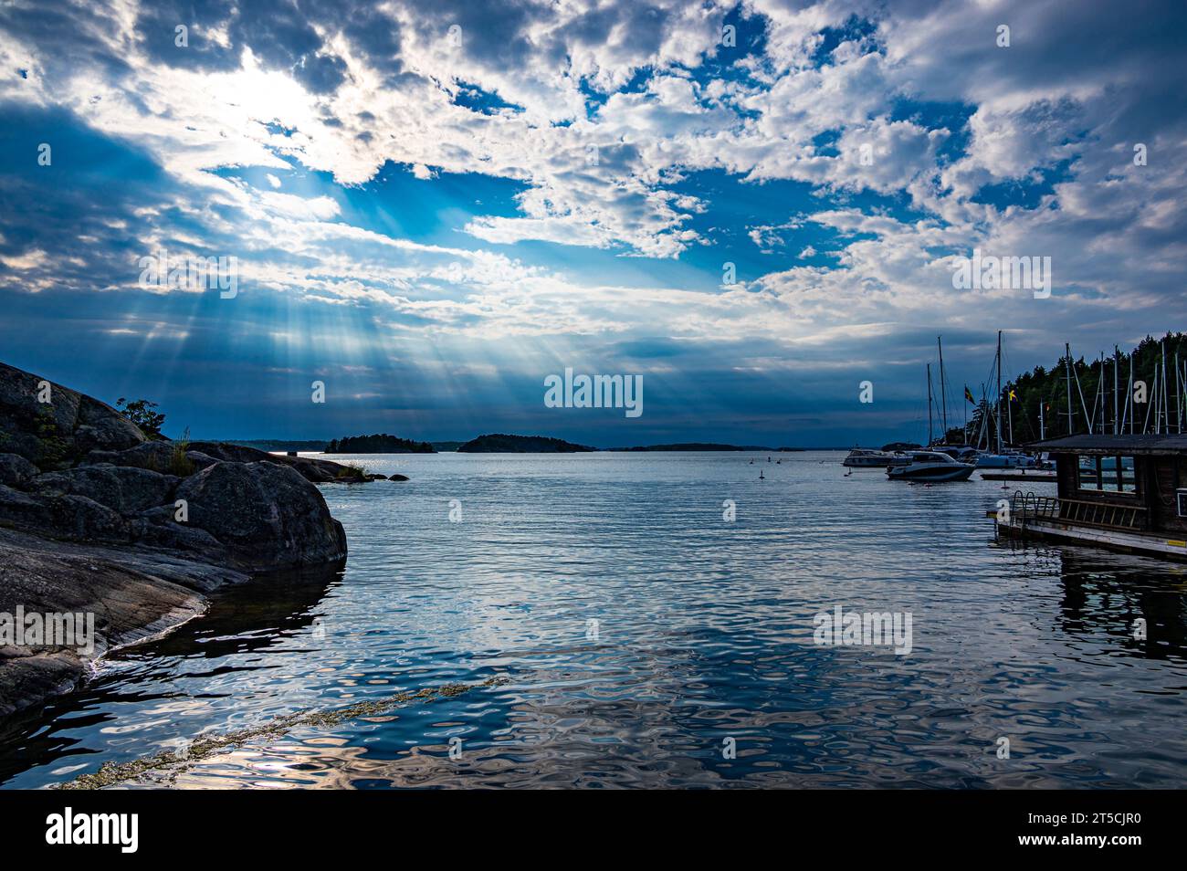 The little guest harbour of Grinda, little island part of the Stockholm ...