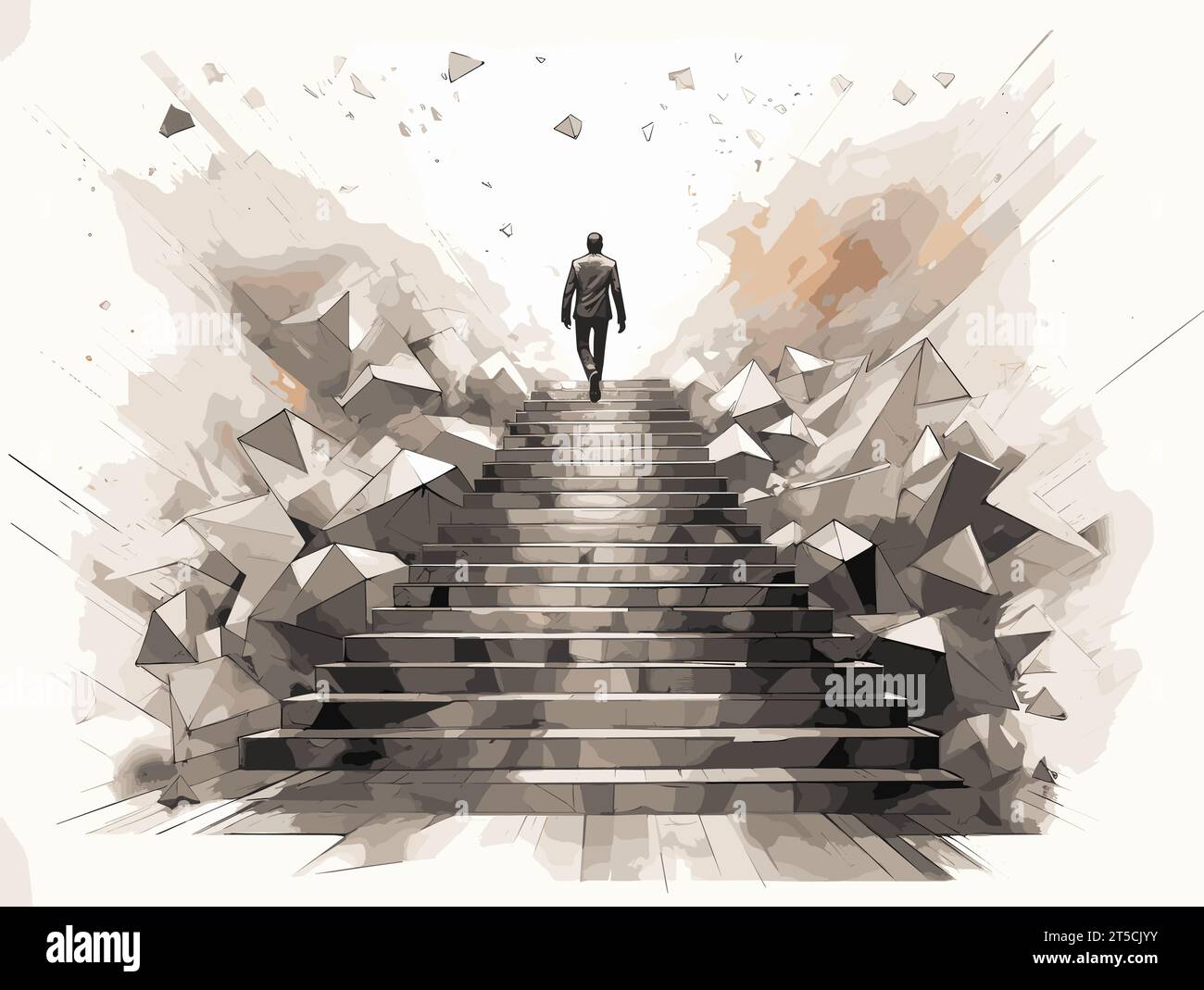 Drawing of Successful leader climb stairs illustration separated ...