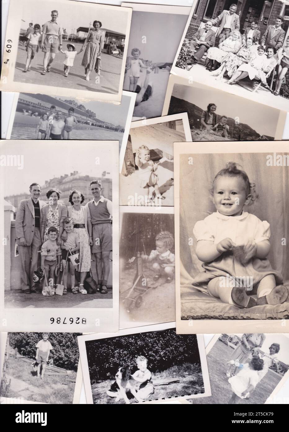 Collage of vintage black and white family photos 1940s - 1960s Stock ...