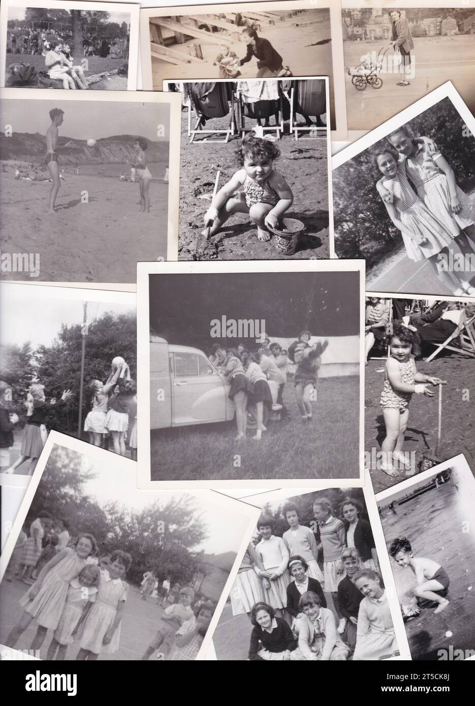 Collage of vintage black and white family photos 1940s - 1960s Stock ...