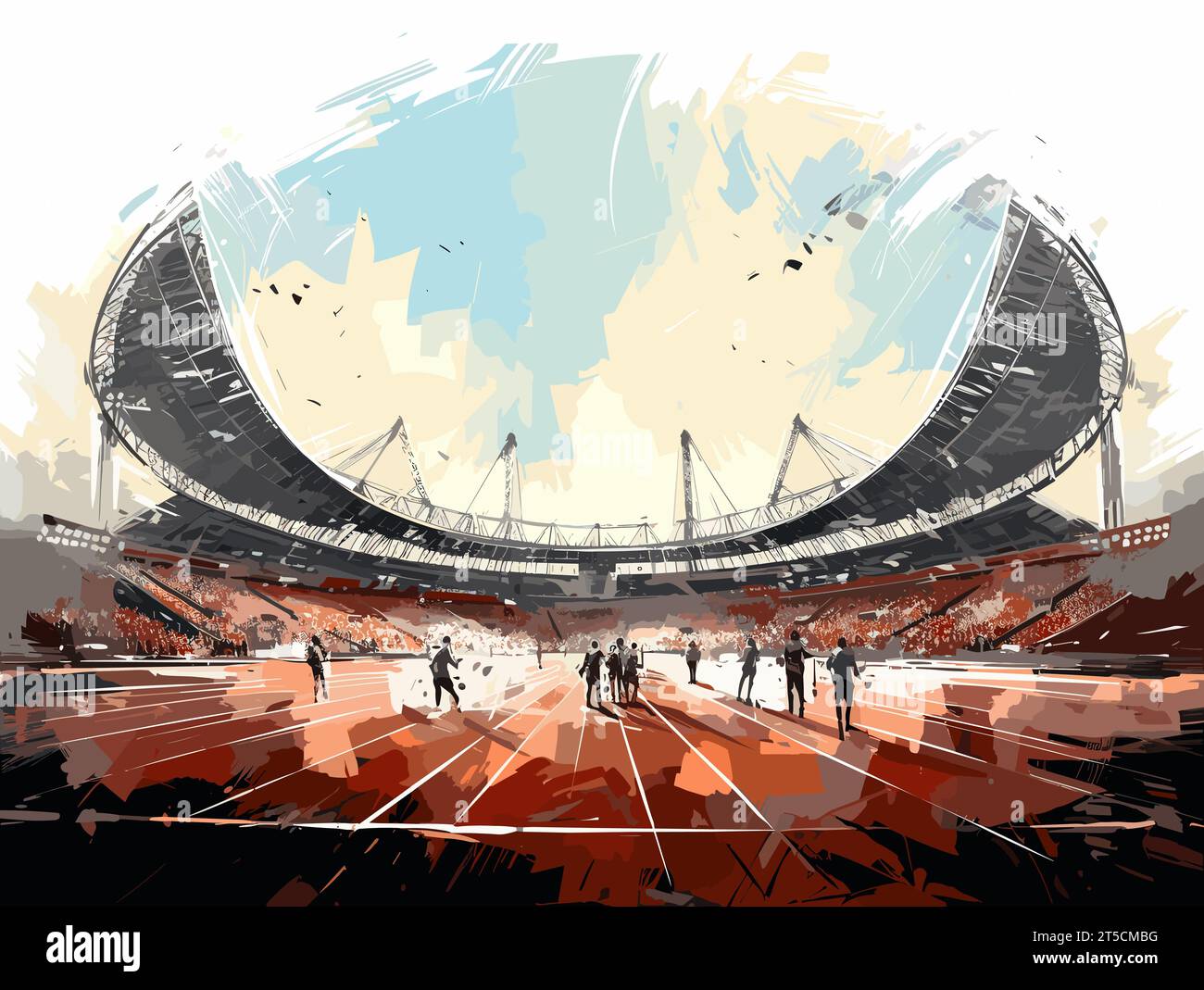 Drawing of venue for sporting events illustration separated, sweeping ...