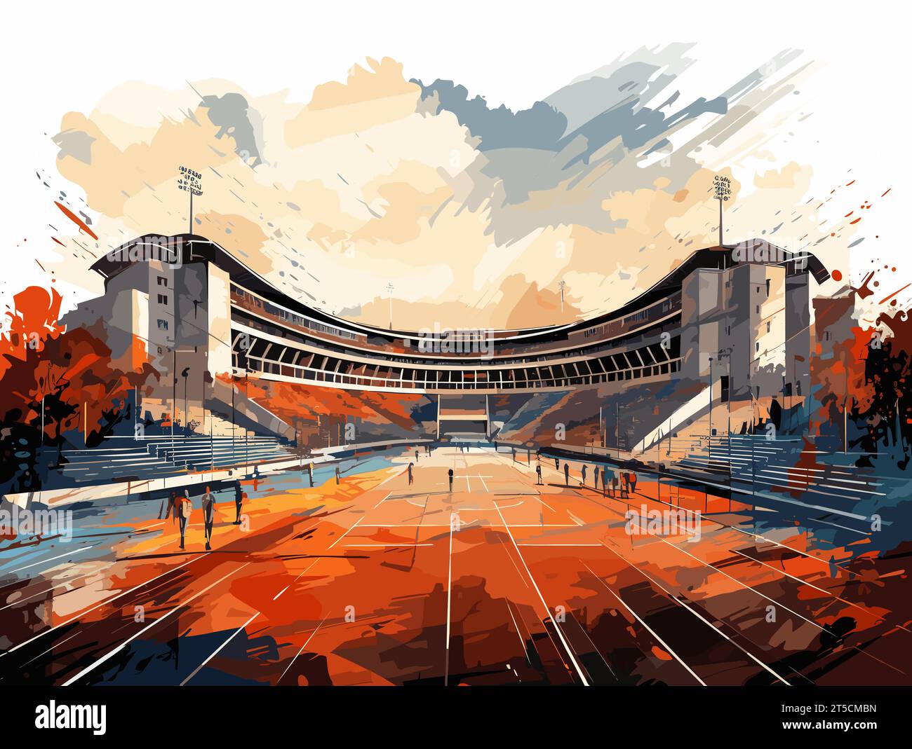 Drawing of venue for sporting events illustration separated, sweeping ...